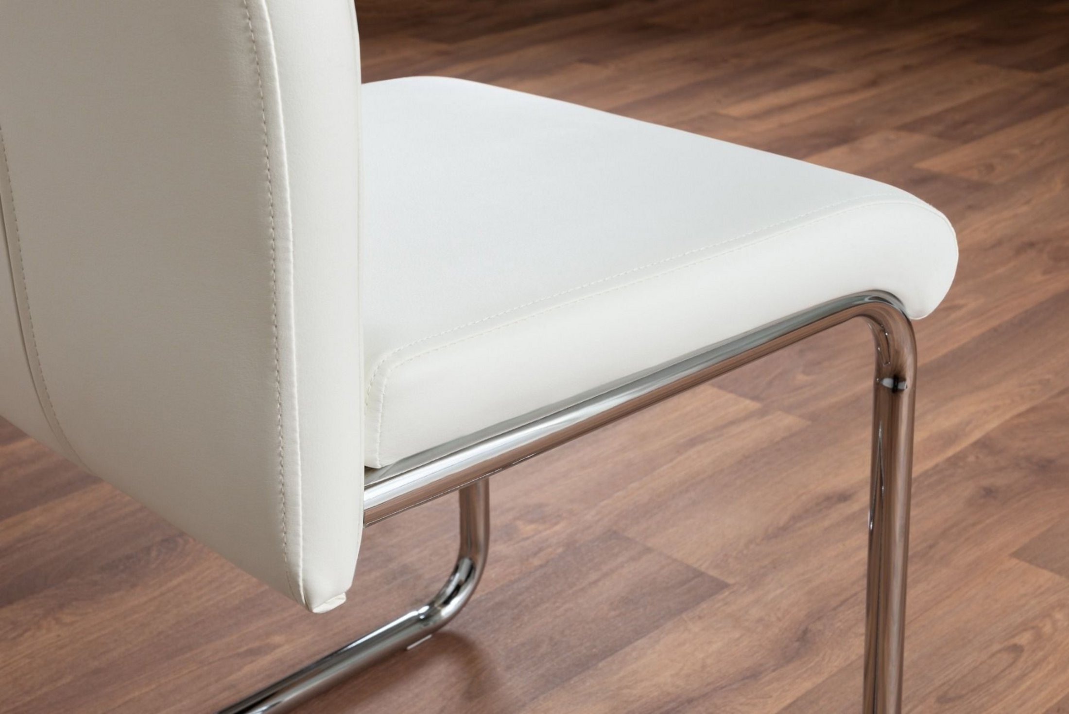 Lorenzo X2 Faux Leather Deep Foam Padded Dining Chairs Silver Chrome