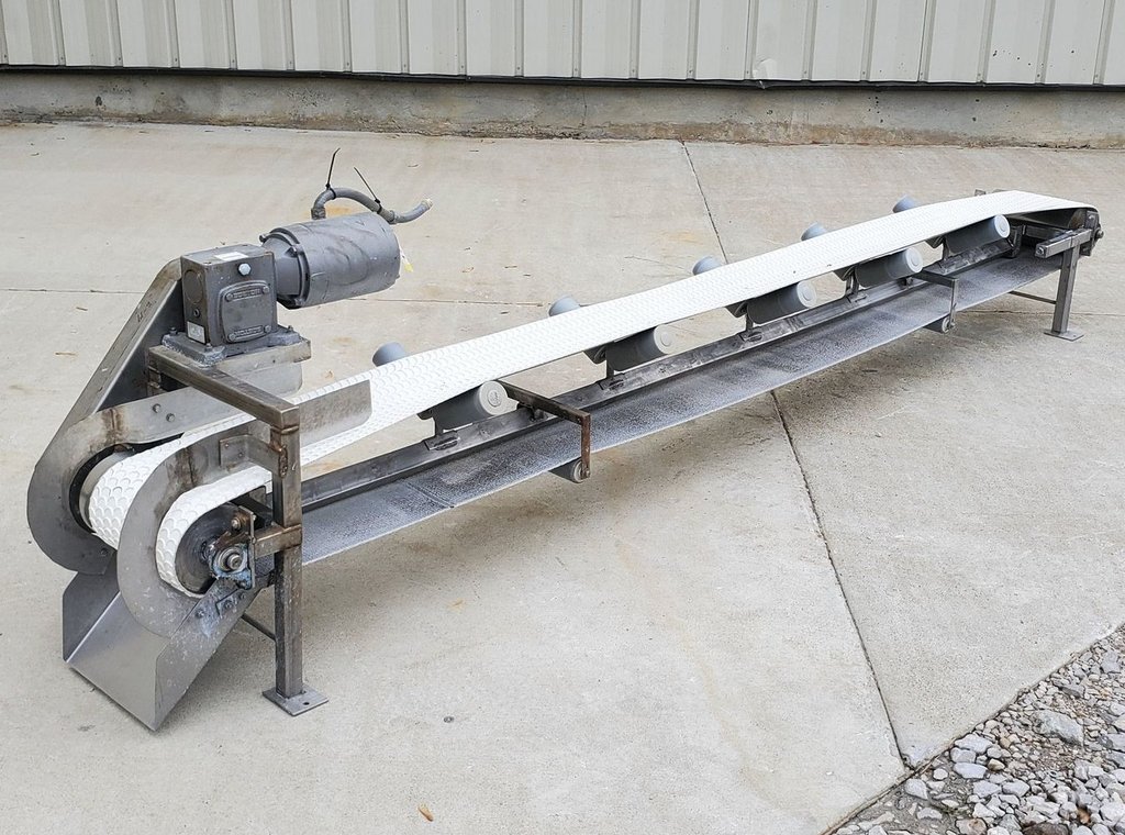 Used Stainless Steel Trough Belt Conveyor 11" Wide x 11 Long