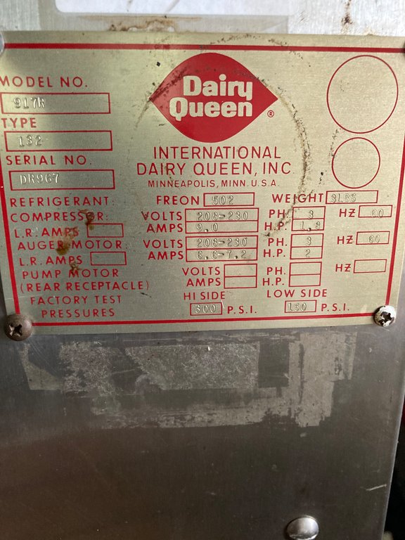 Used H.C. Duke and Son 917R Ice Cream Machine