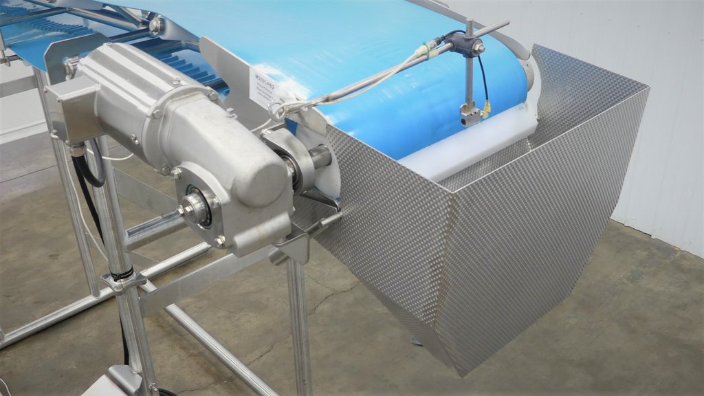 Used Himec Stainless Steel Frame Blue Belt Conveyor 169"L 20"W
