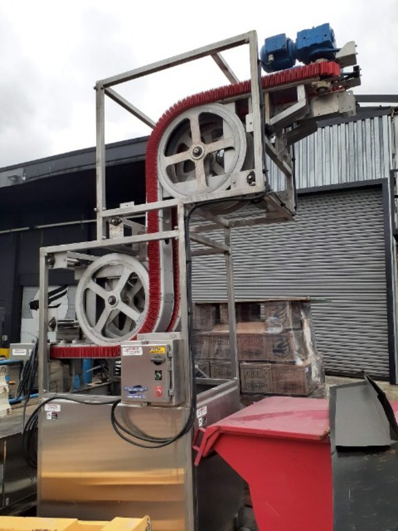 Used Bevco Dual Gripper Belt Bottle Elevator Conveyor