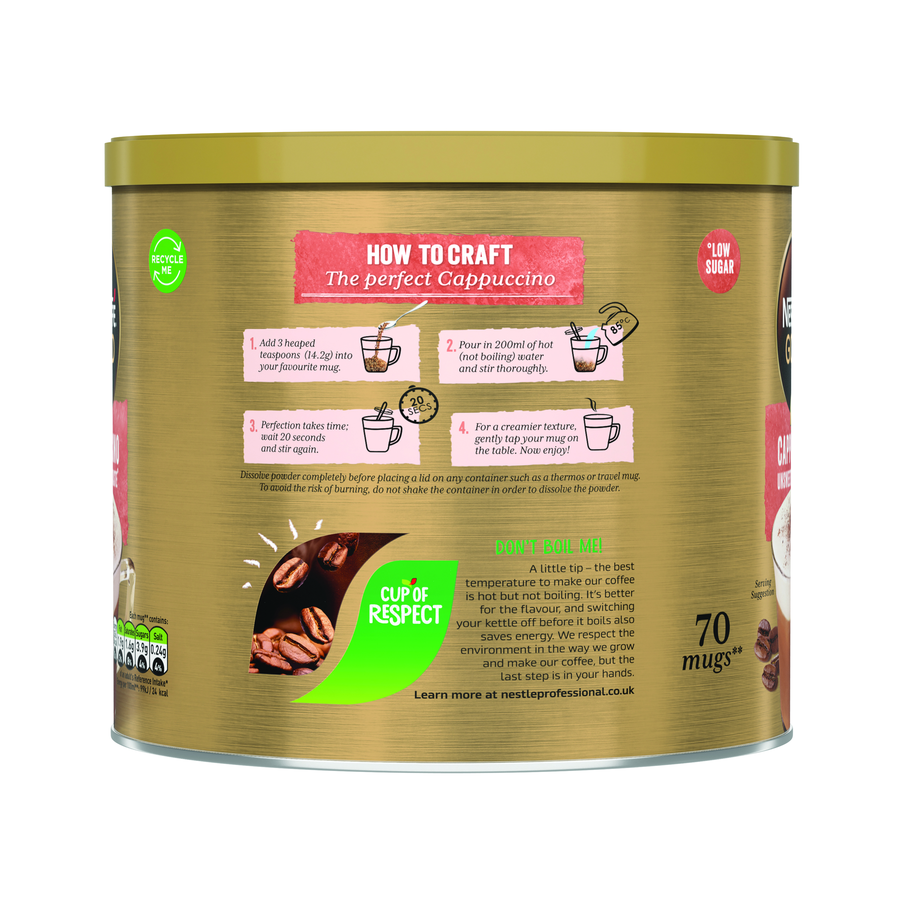 Nescafe Gold Cappuccino Unsweetened Taste Instant Coffee 1kg 12582351