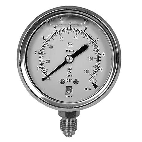 1/4" BSPP Glycerine Gauge 63mm Diameter / Glycerine / Pressure Gauges ...