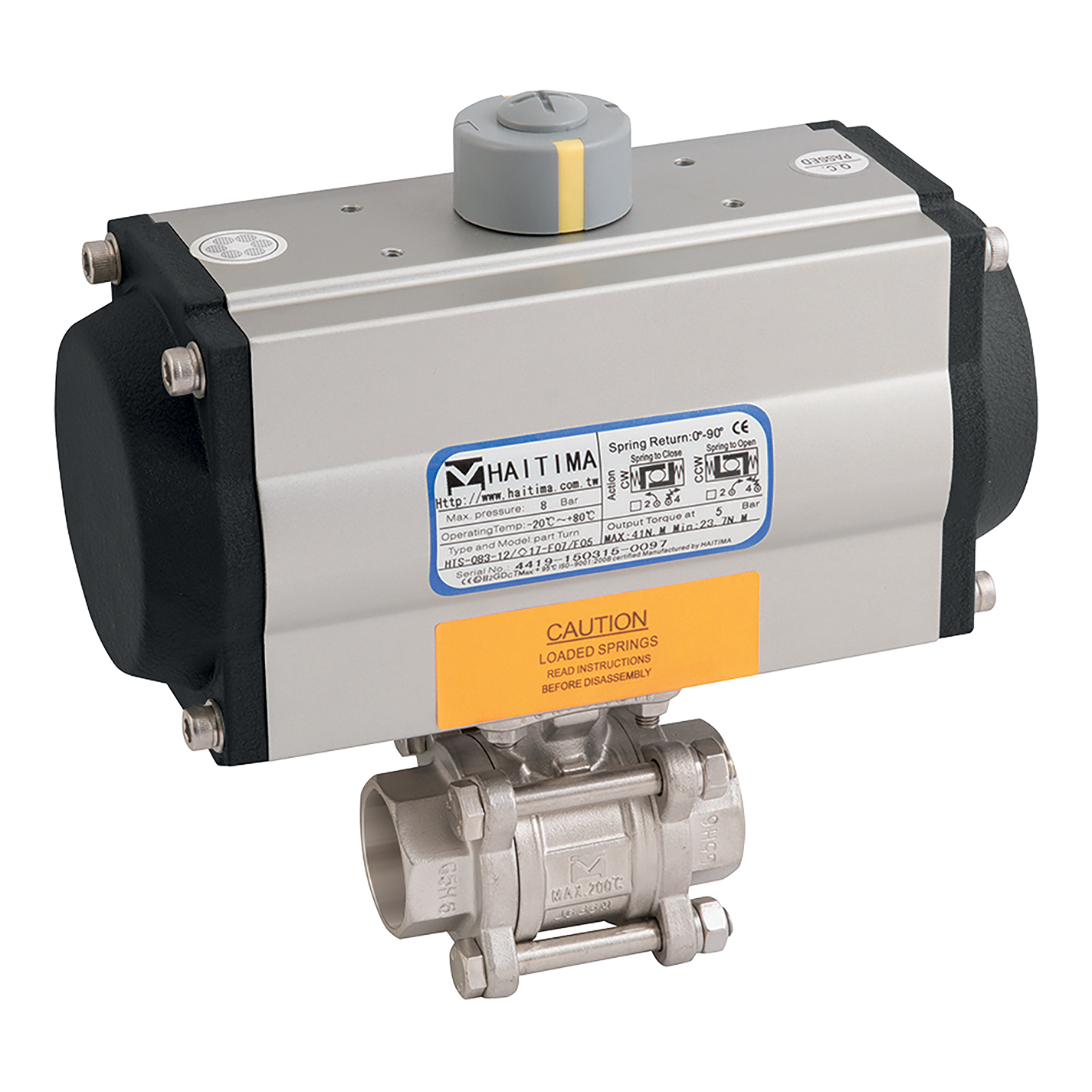 1" NBSW SS 3PC FBBV F/W HAITIMA SA ACT / Pneumatic Actuated Stainless ...