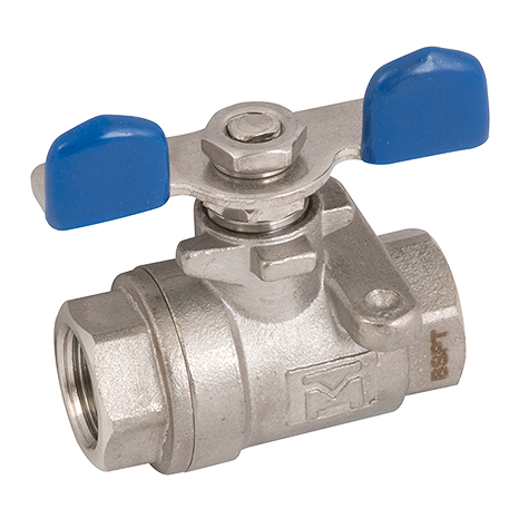 1/4 BSPT S/S 2PC FULL BORE B/V WING HNDL / Stainless Steel Ball Valve ...