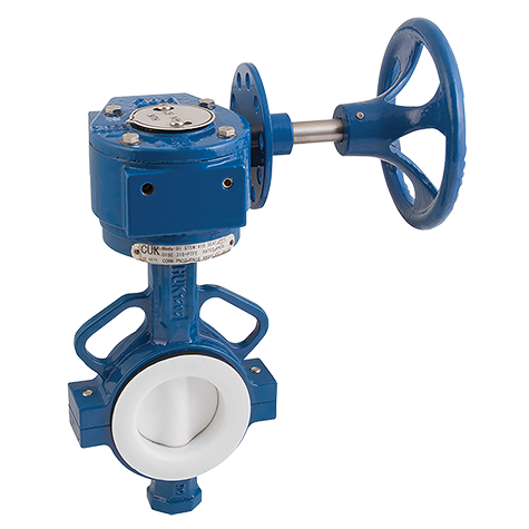 2.1/2" WAFER BFLY VVE PTFE LINED GEAR / Wafer Pattern Butterfly Valve ...