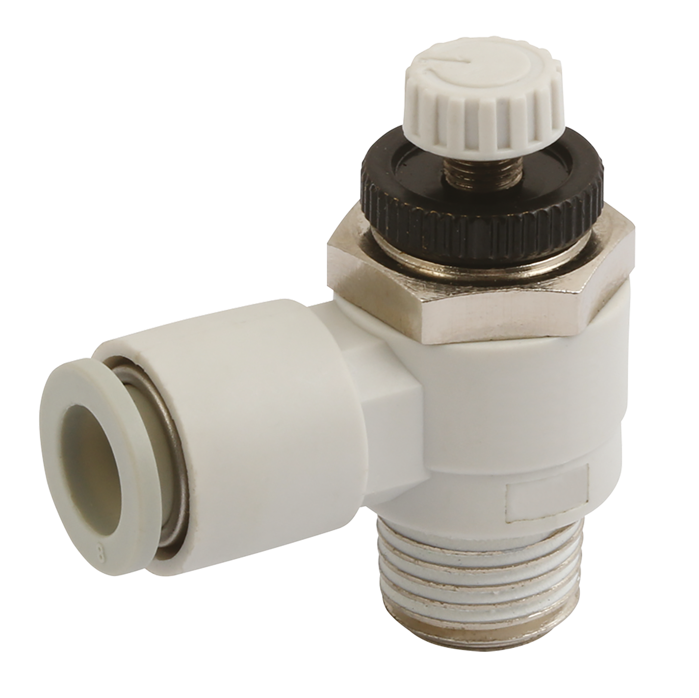 M5 X 6mm OD Flow Control Elbow Meter In Pneumatics Direct