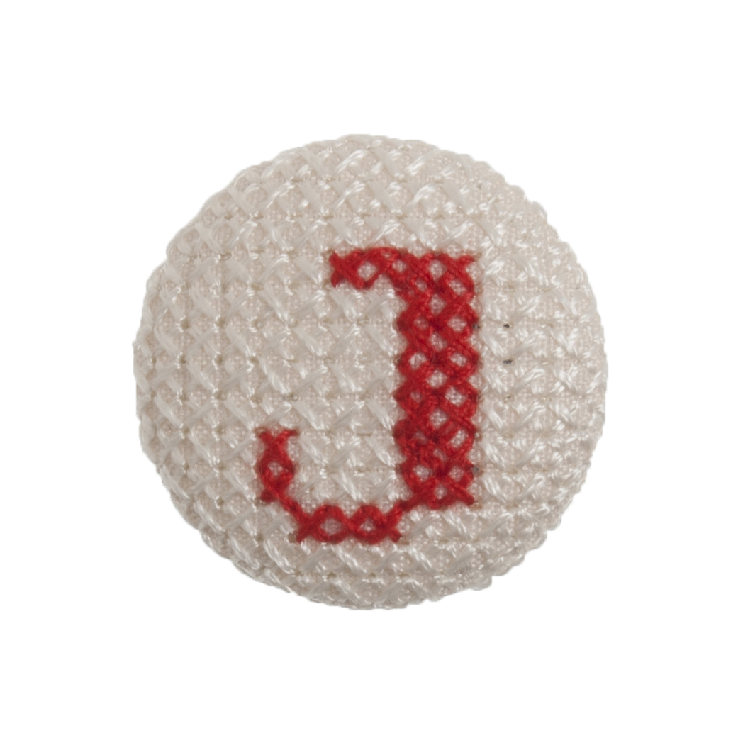 Buttons: Alphabet: Cross Stitch: 25mm: Red on White: Letter J - Trimits ...