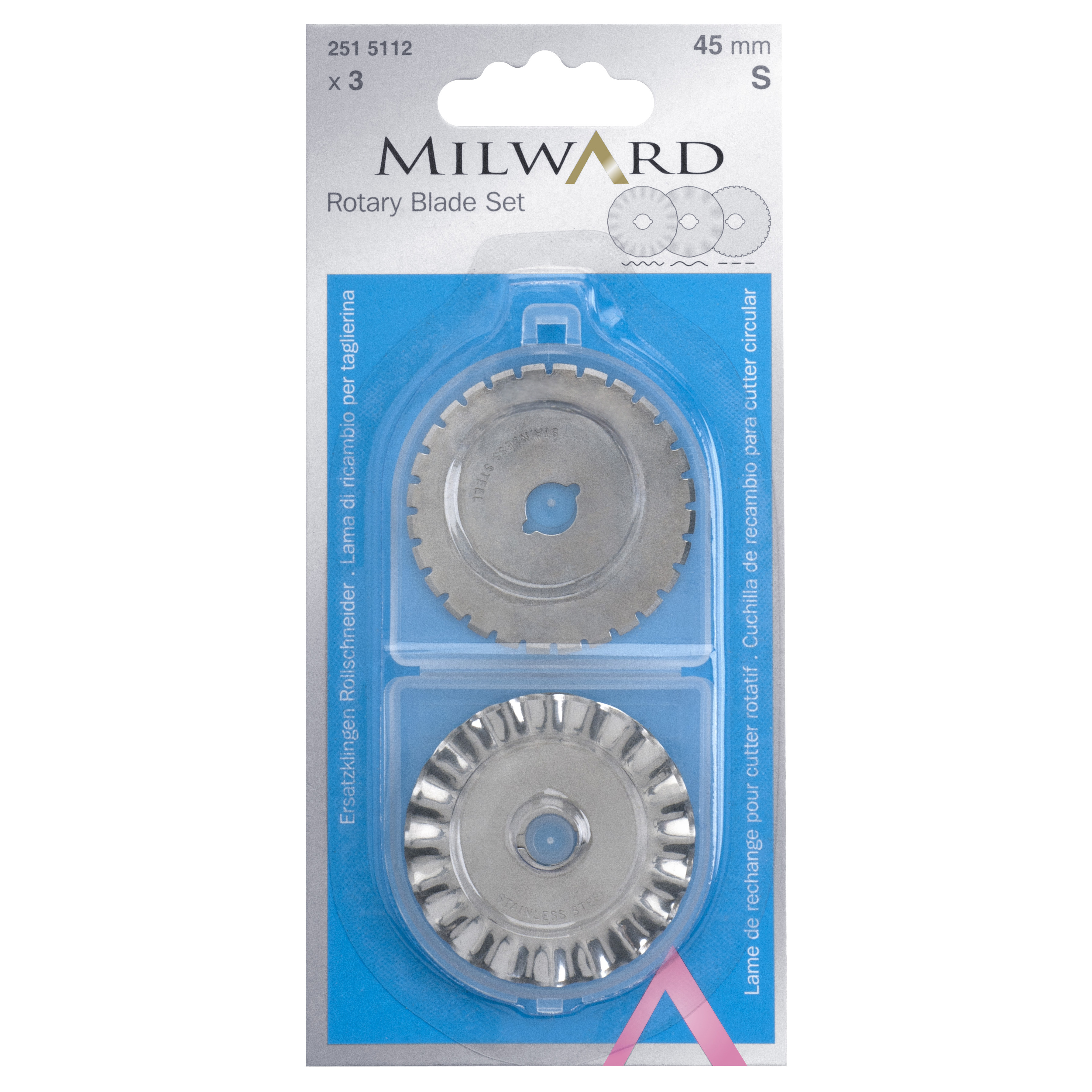 Rotary Blade Assortment: 45mm Diameter: 3 Pieces - Milward - Groves and ...