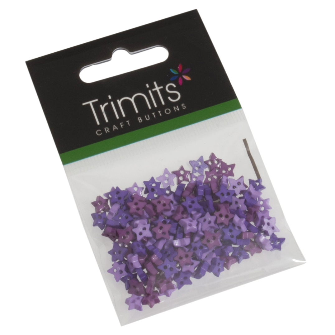 Buttons: Craft: Mini: Star: 6mm: Purple: Pack of 5g - Trimits - Groves ...