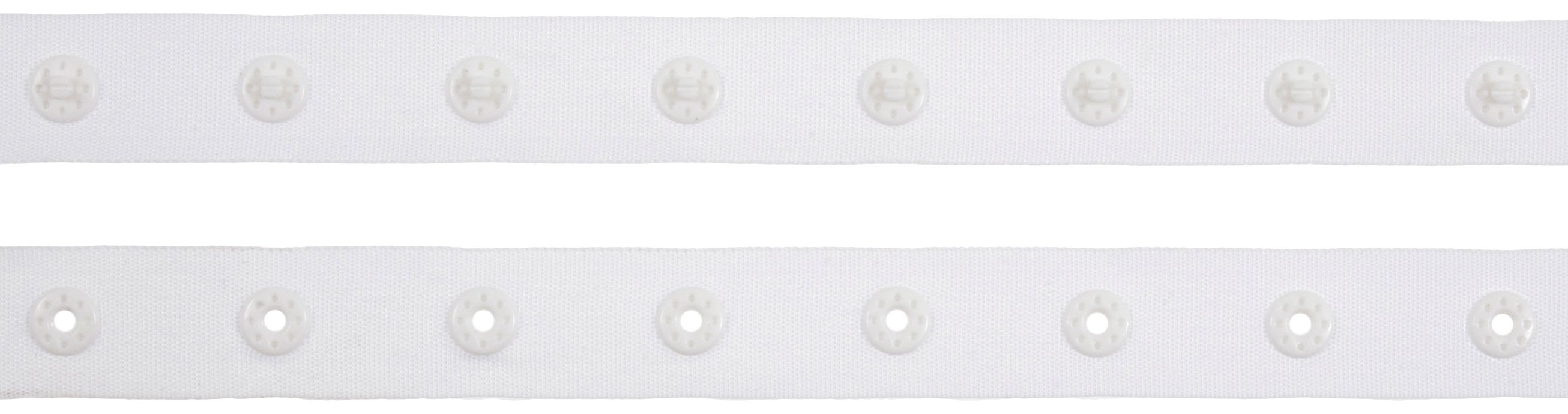 Trim: Snap Tape: Nylon: 10m x 18mm: Round: 25mm Spacing: White ...