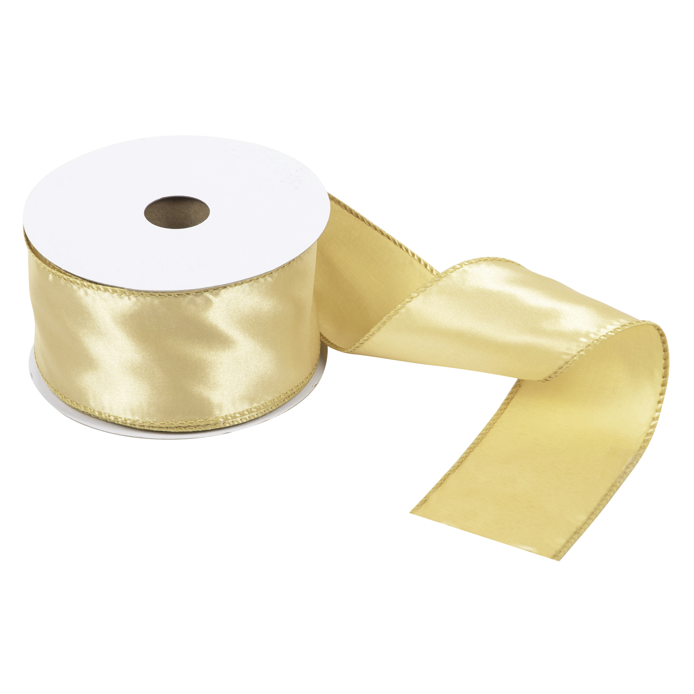 Premium Wire Edge Ribbon: Single-faced Satin: 25m x 63mm: Bright Gold ...