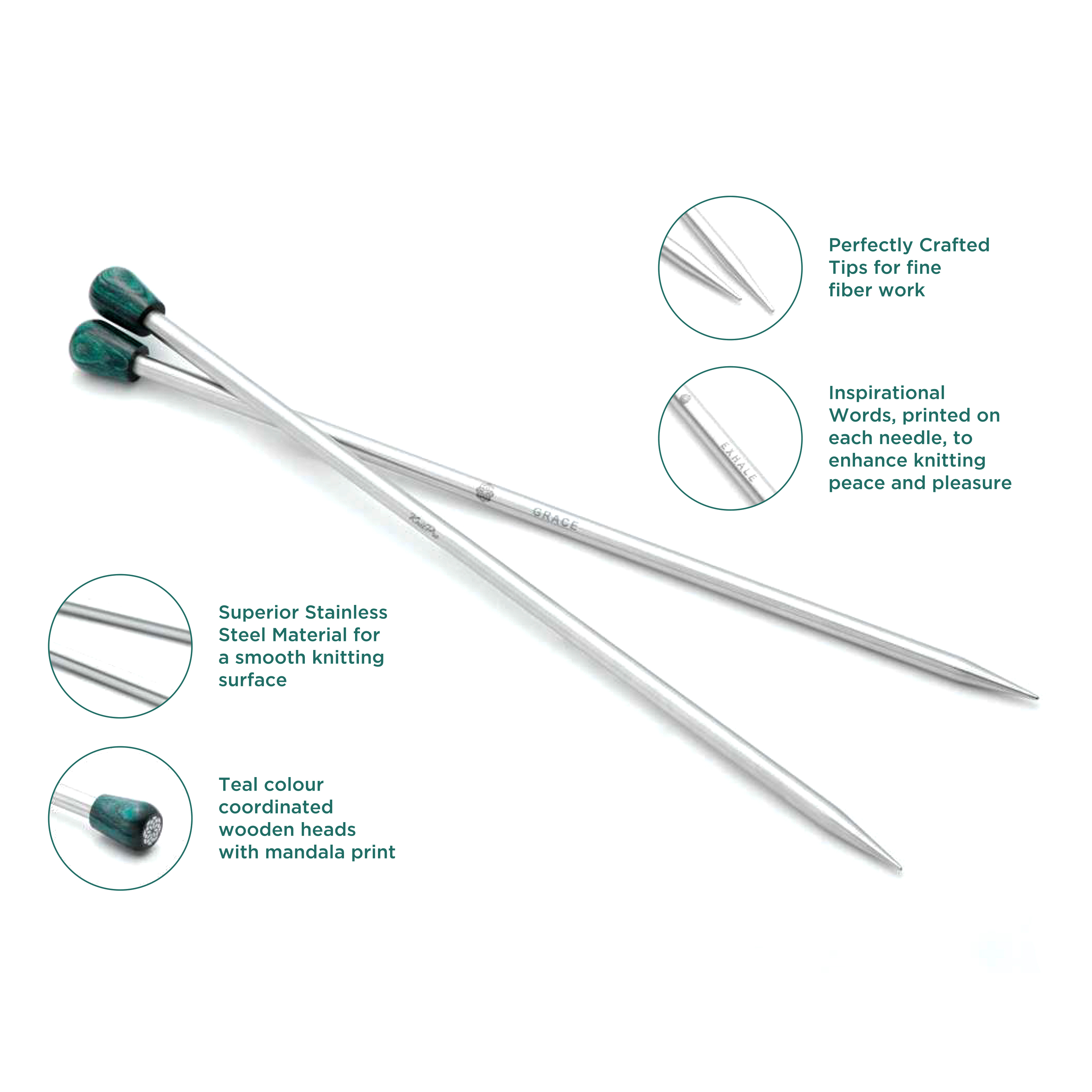 The Mindful Collection: Knitting Pins: Single-Ended: 35cm x 4.50mm ...