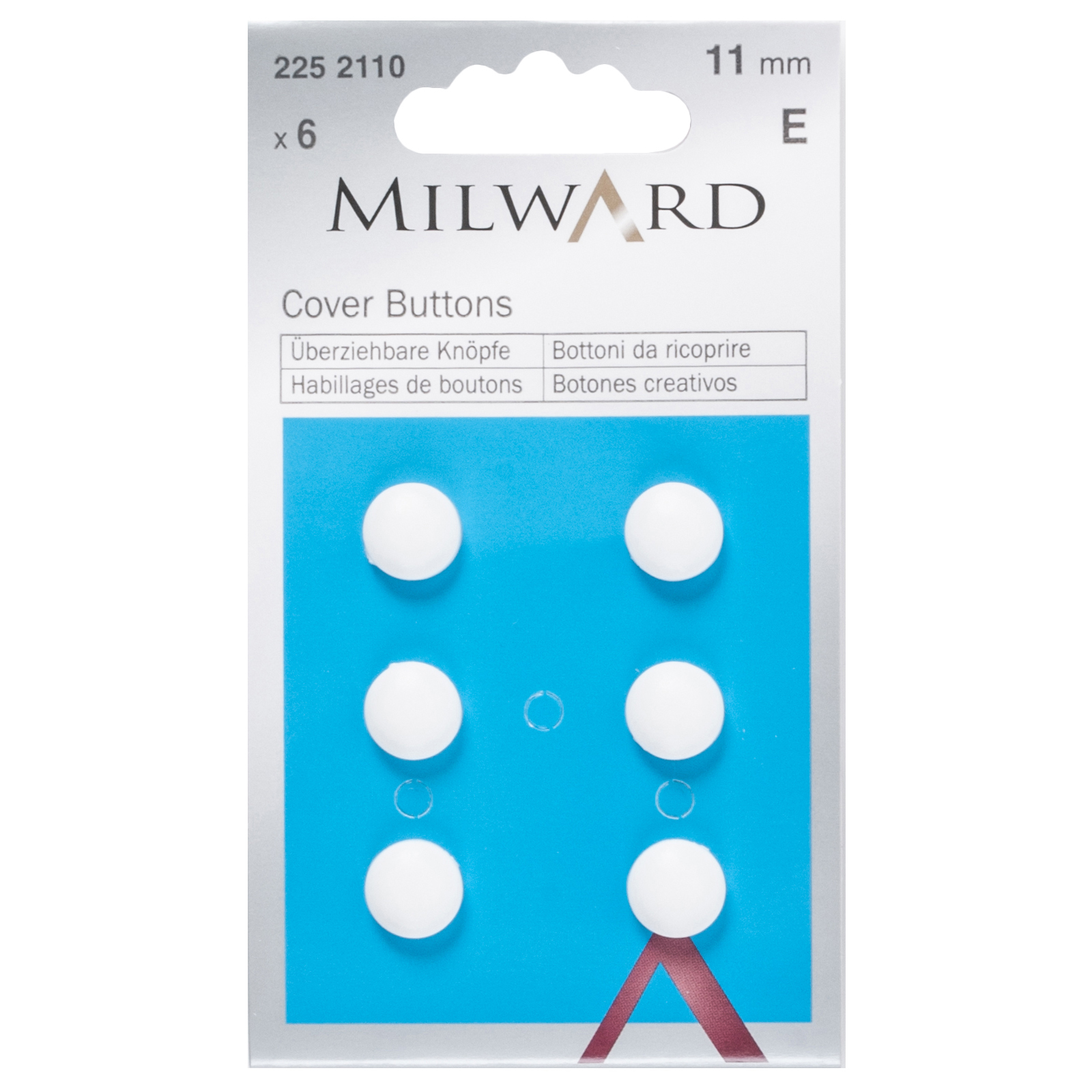 Buttons: Cover: Plastic: White: 11mm: 6 Pieces - Milward - Groves and Banks