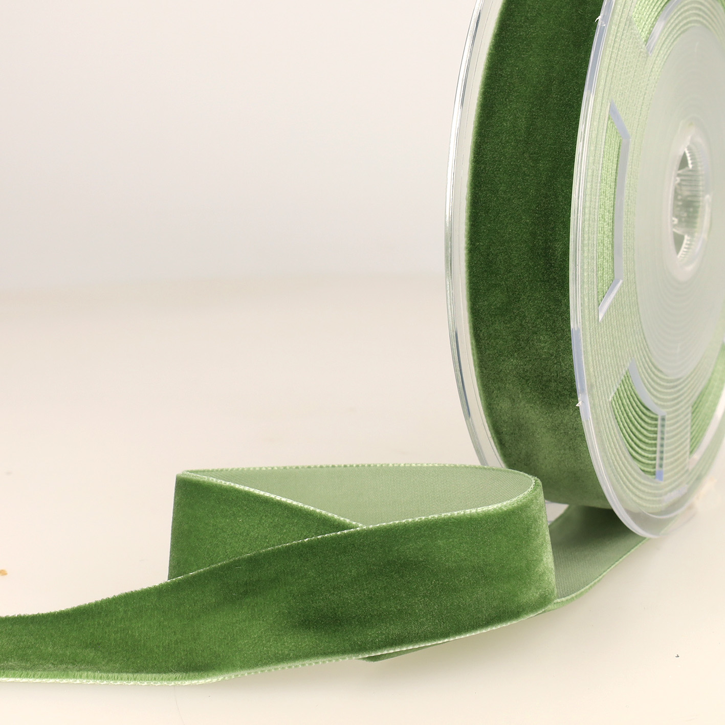 Ribbon: Velvet: 10m x 7mm: Olive Green - Stephanoise - Groves and Banks