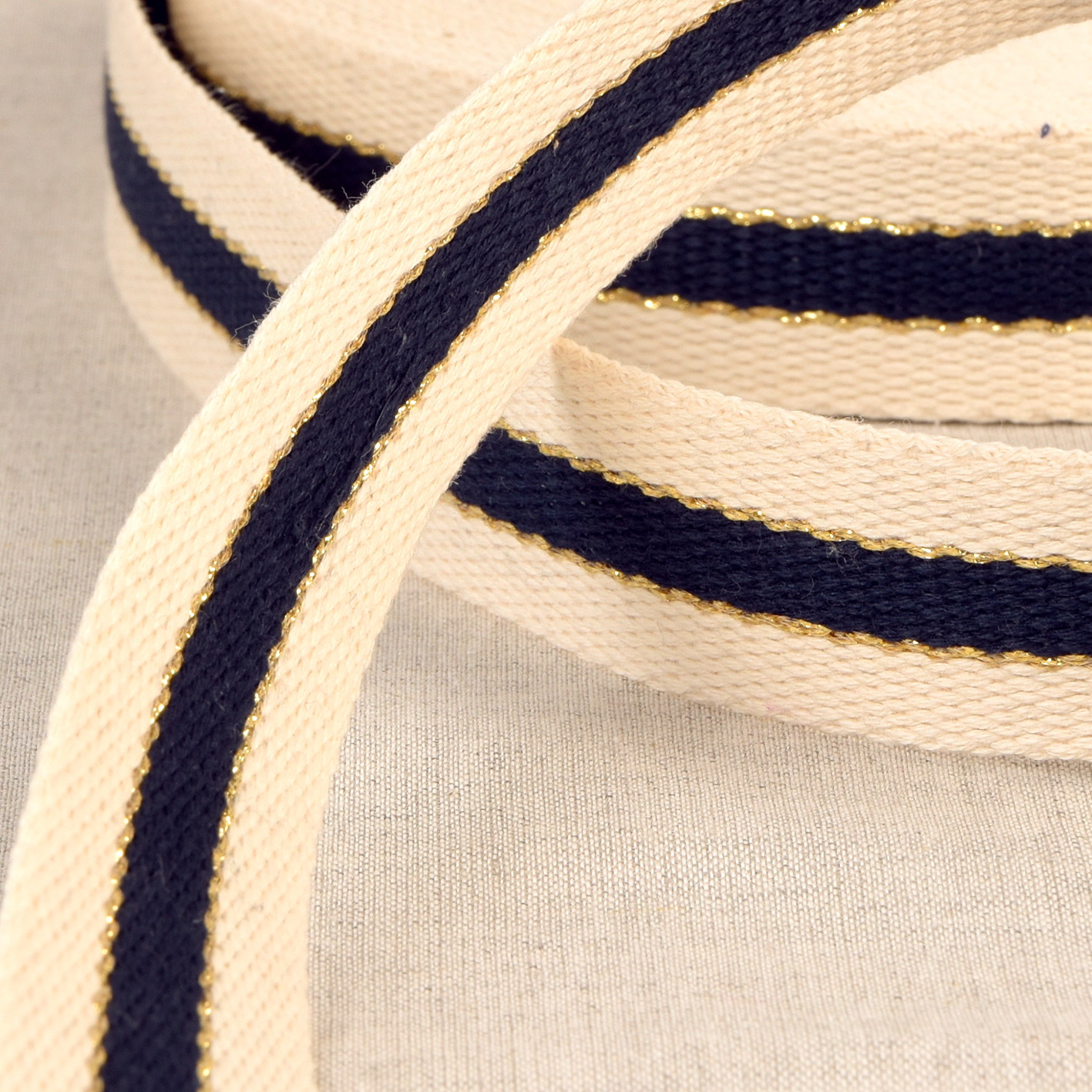 Trim: Webbing: Metallic: Cotton: 20m x 30mm: Navy Blue - Stephanoise ...