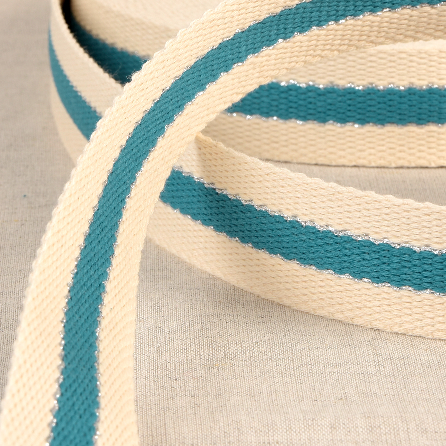 Trim: Webbing: Metallic: Cotton: 20m x 30mm: Petrol Blue - Stephanoise ...