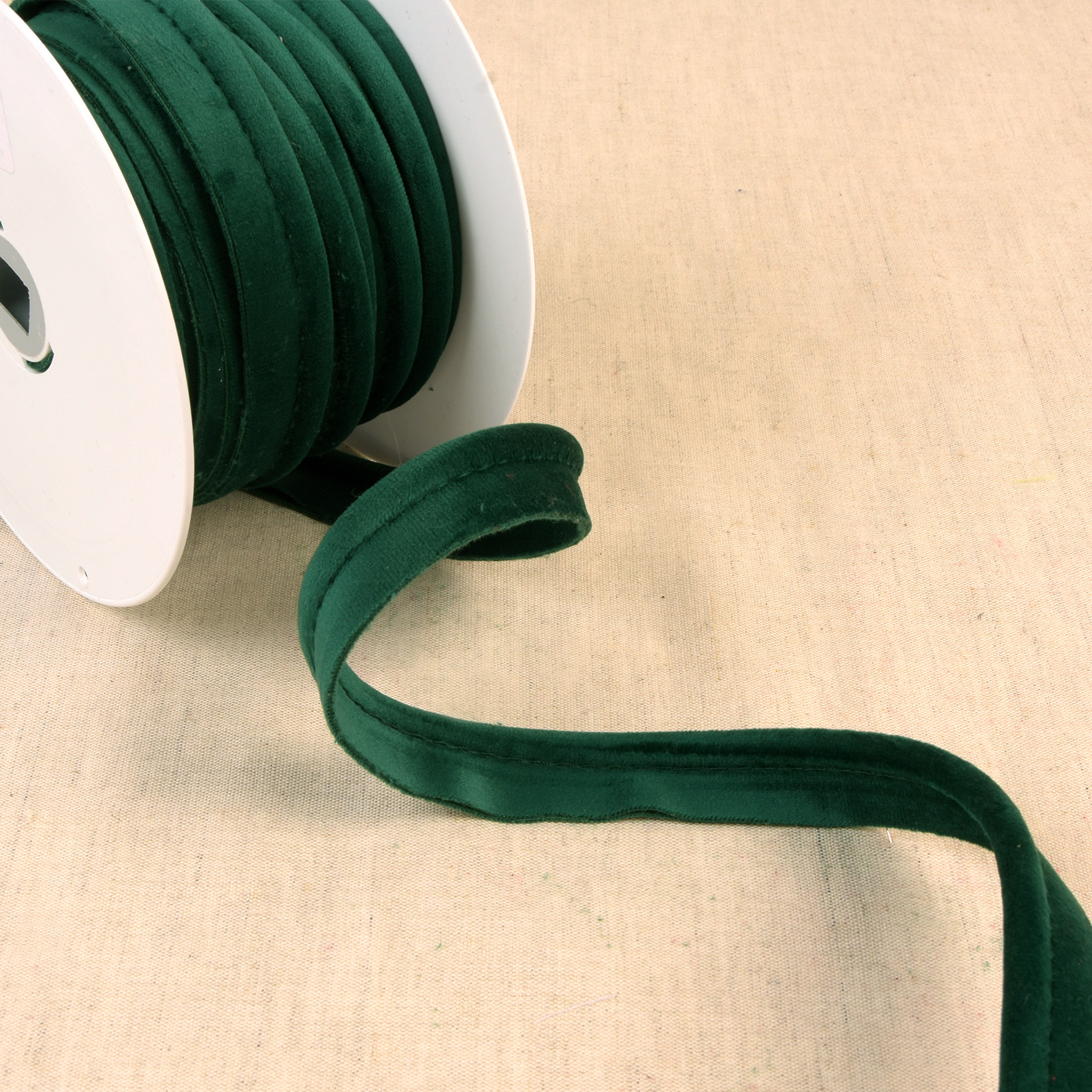 Trim: Piping: Flanged: Velvet: High Density: 15m x 5mm: Dark Green ...