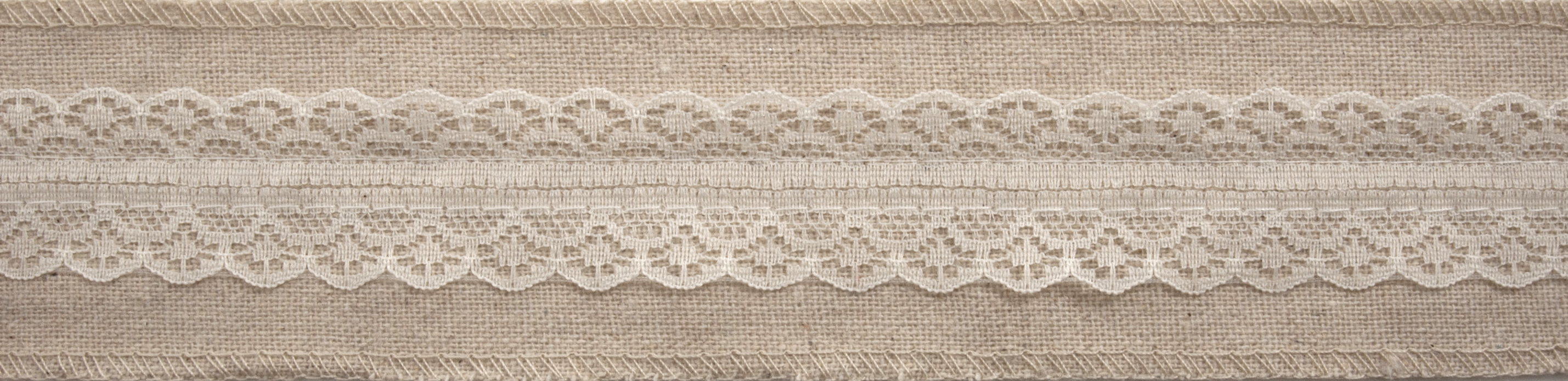 Trim: Lace Trimmed: Cotton Linen: 10m x 50mm: Natural - Trimits ...