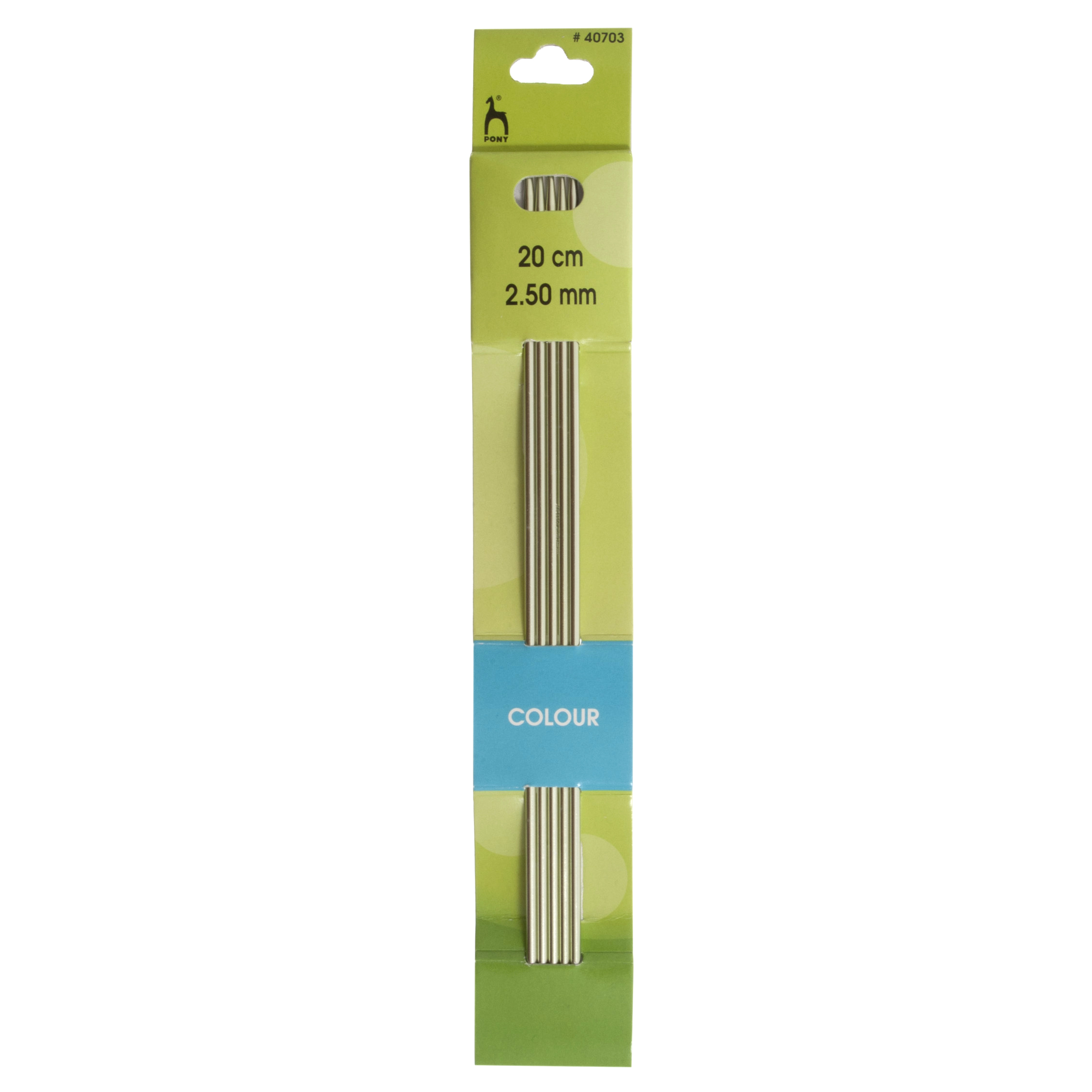 Knitting Pins: Double-Ended: Set of 5: Colour: Aluminium: 20cm x 2.5mm ...