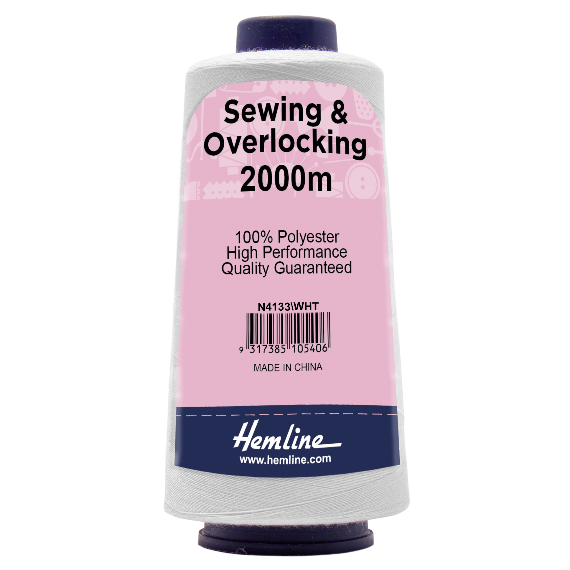 Overlocking Thread: 2000m: White - Hemline - Groves and Banks
