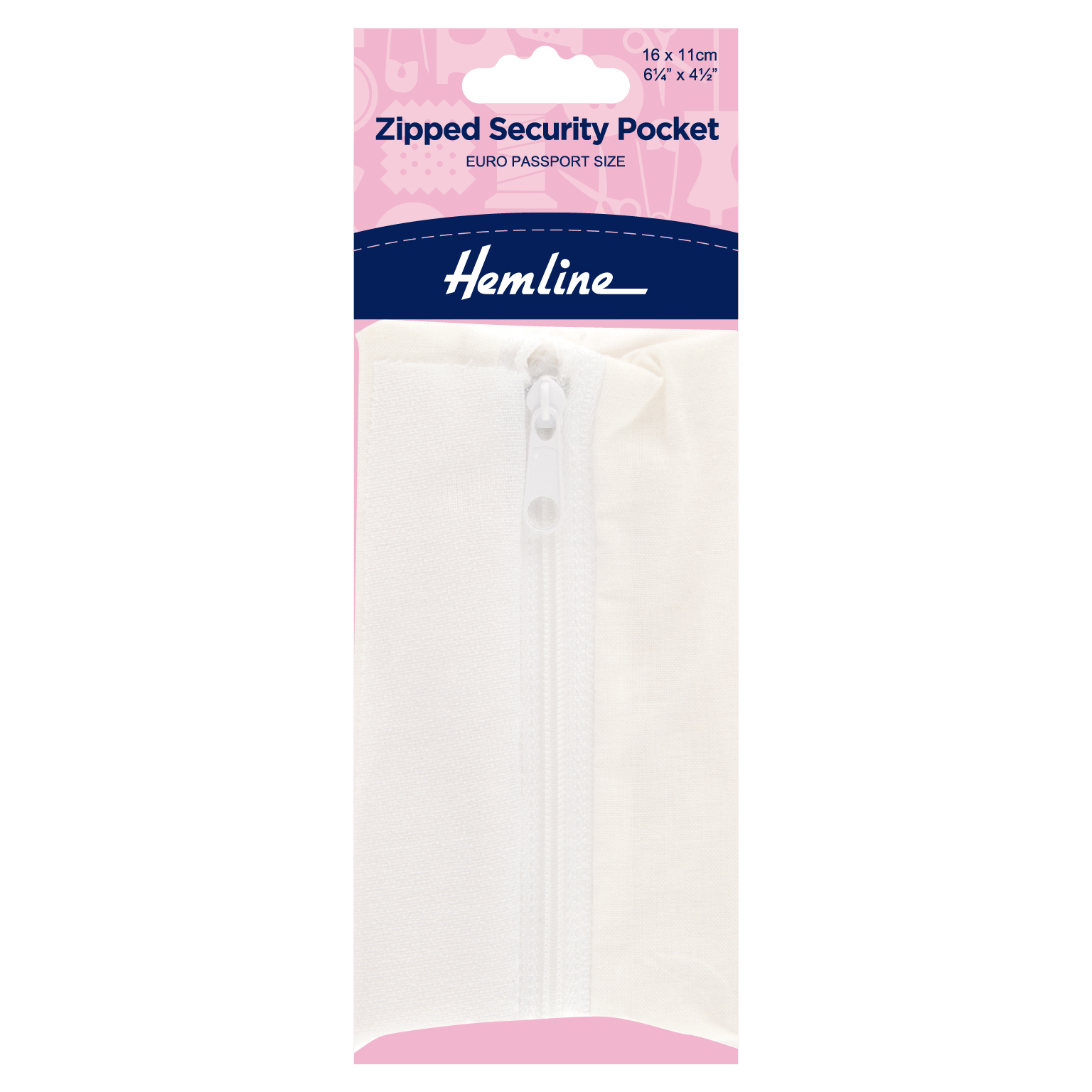 Zipped Security Pocket: Passport Size - Hemline - Groves and Banks