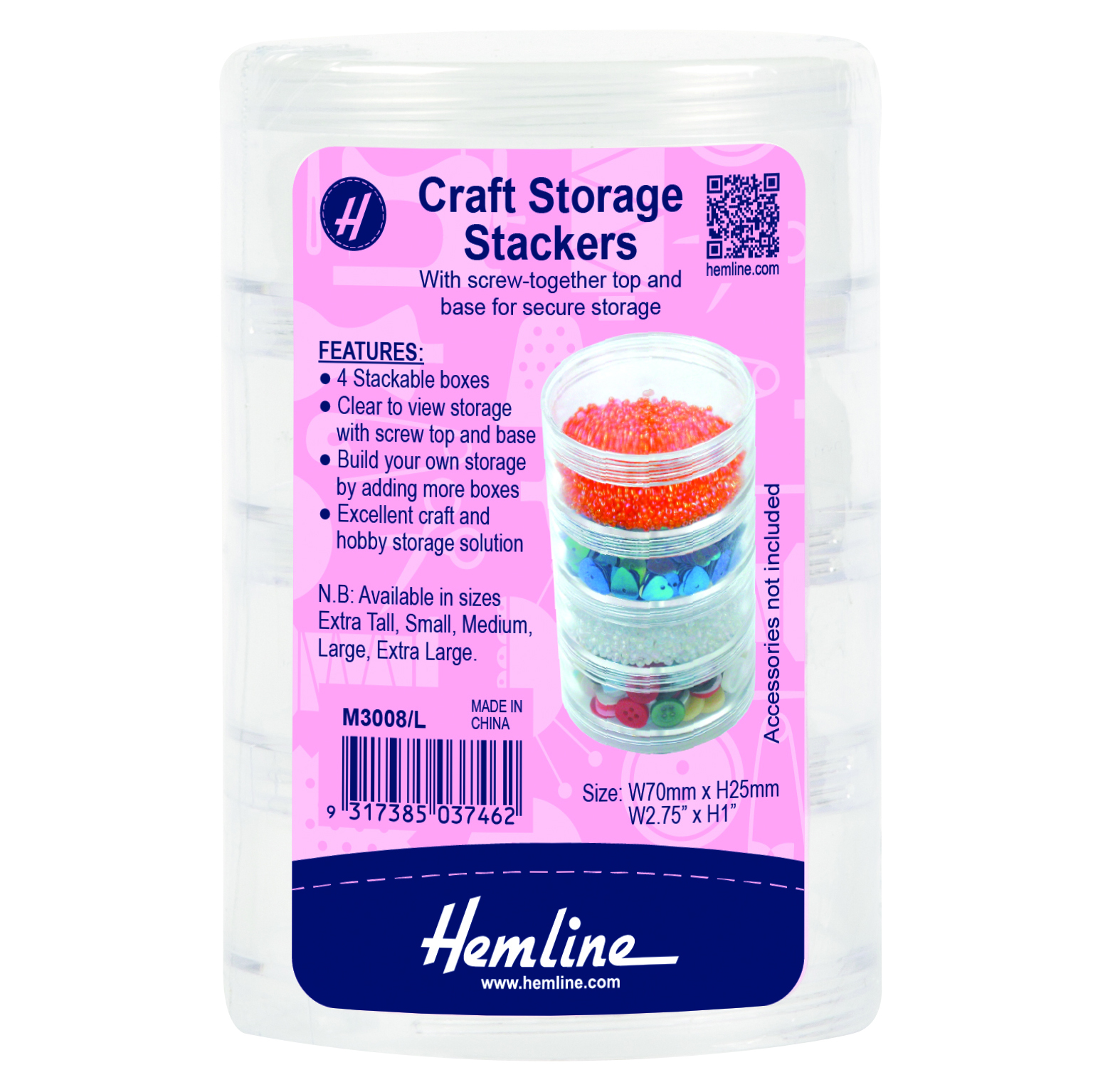 Craft Storage Stackers: Large: Set of 4 - Hemline - Groves and Banks