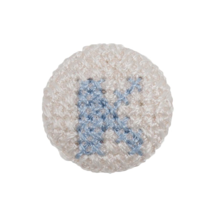 Buttons: Alphabet: Cross Stitch: 15mm: Light Blue on Off-White: Letter ...