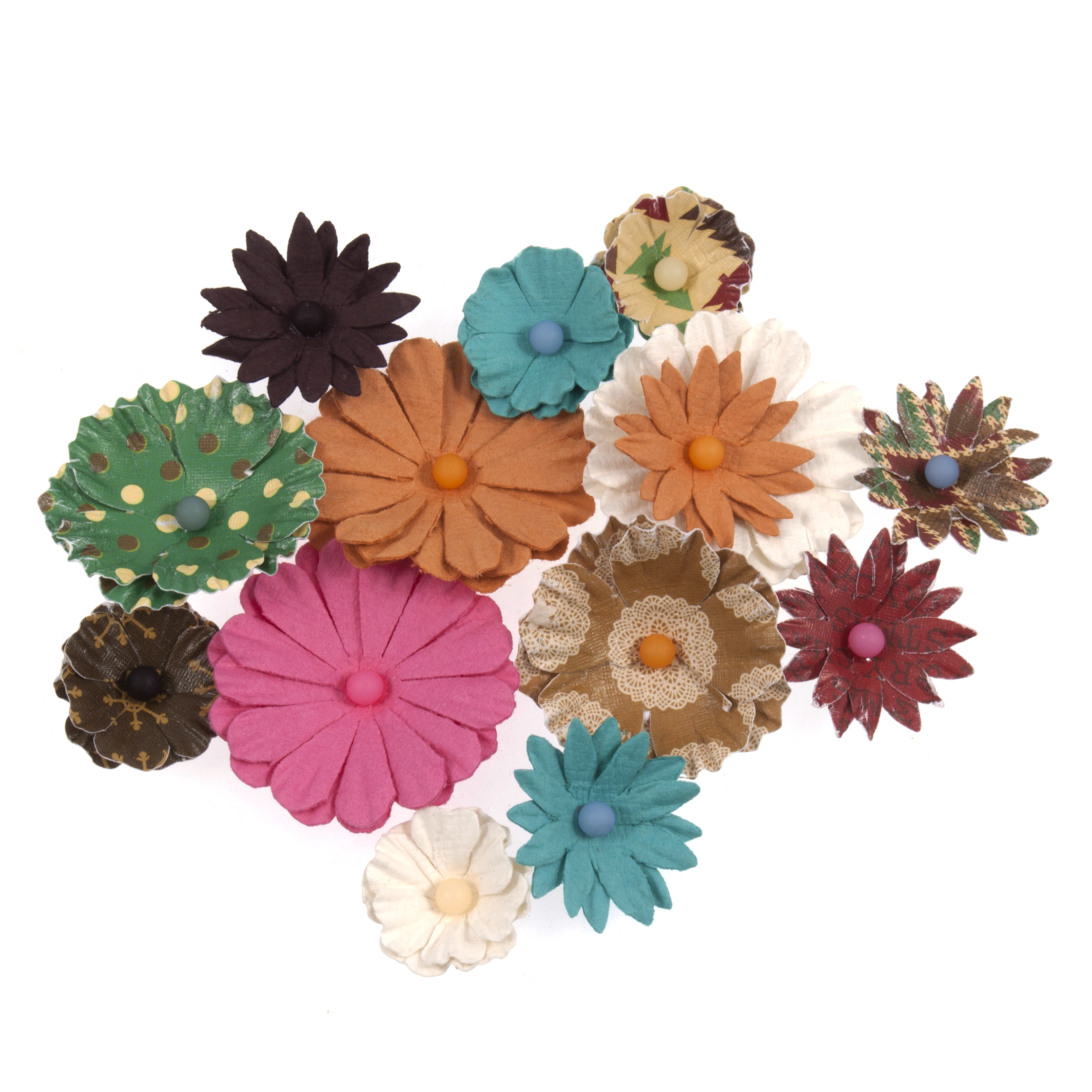 Craft Embellishments: Paper Flowers: Fancy: 14 Pieces - Trimits - Craft ...