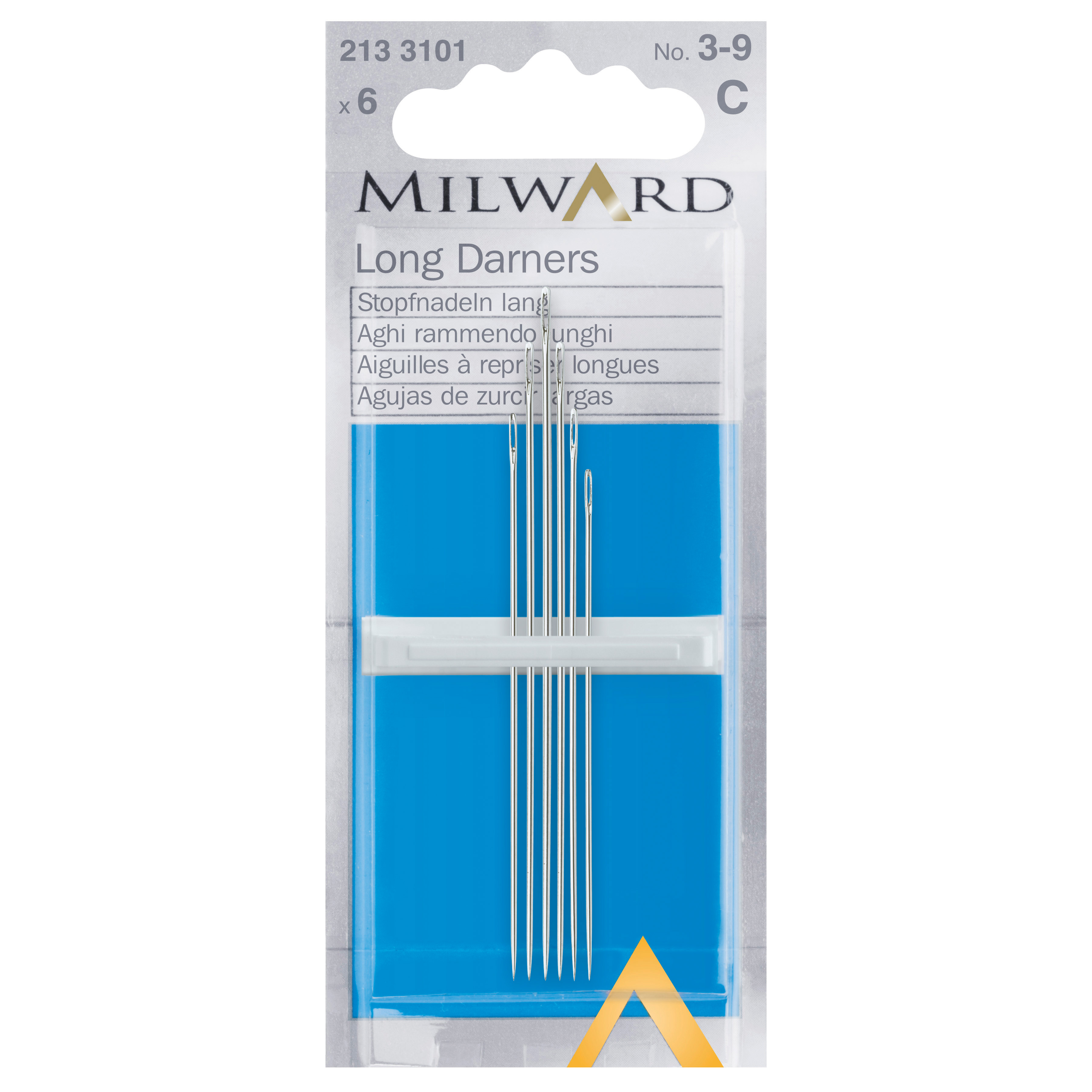 Hand Sewing Needles: Long Darners: No.3-9: 6 Pieces - Milward - Groves ...