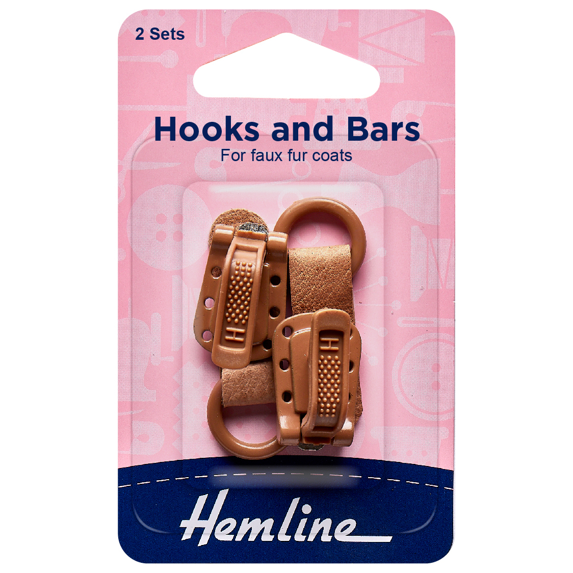 Hook and Bar Fastener: Brown - 2 Pieces - Hemline - Groves and Banks