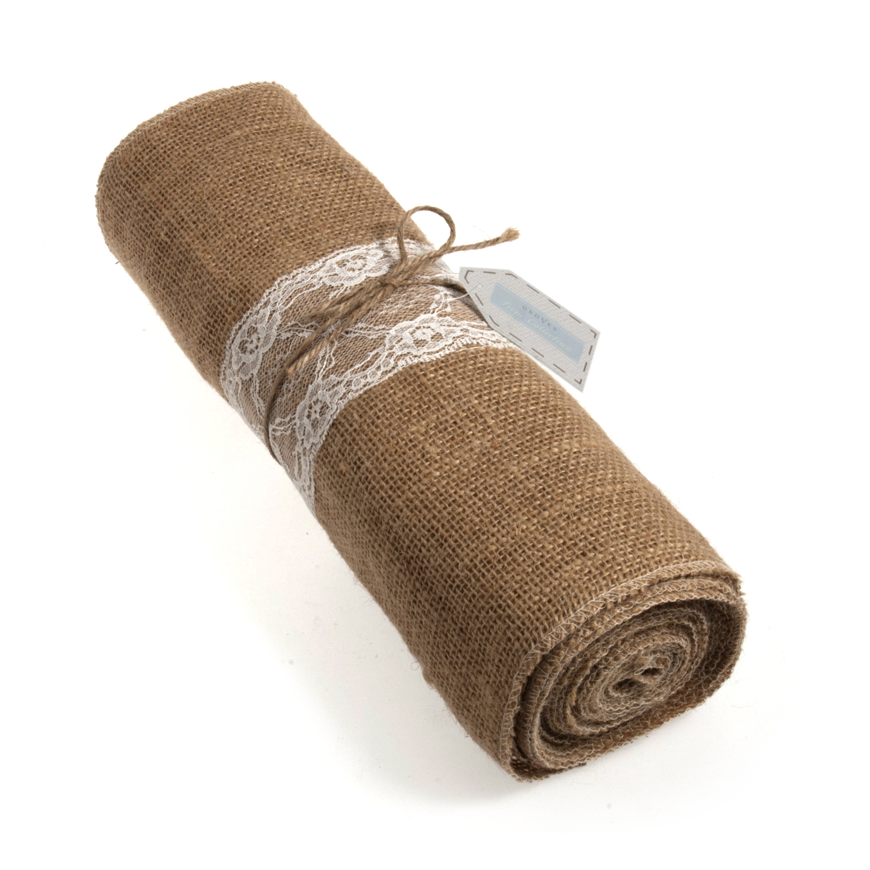 Trim: Fabric Roll: Lace Trimmed Hessian: 4.5m x 30cm: Natural: Pack of ...