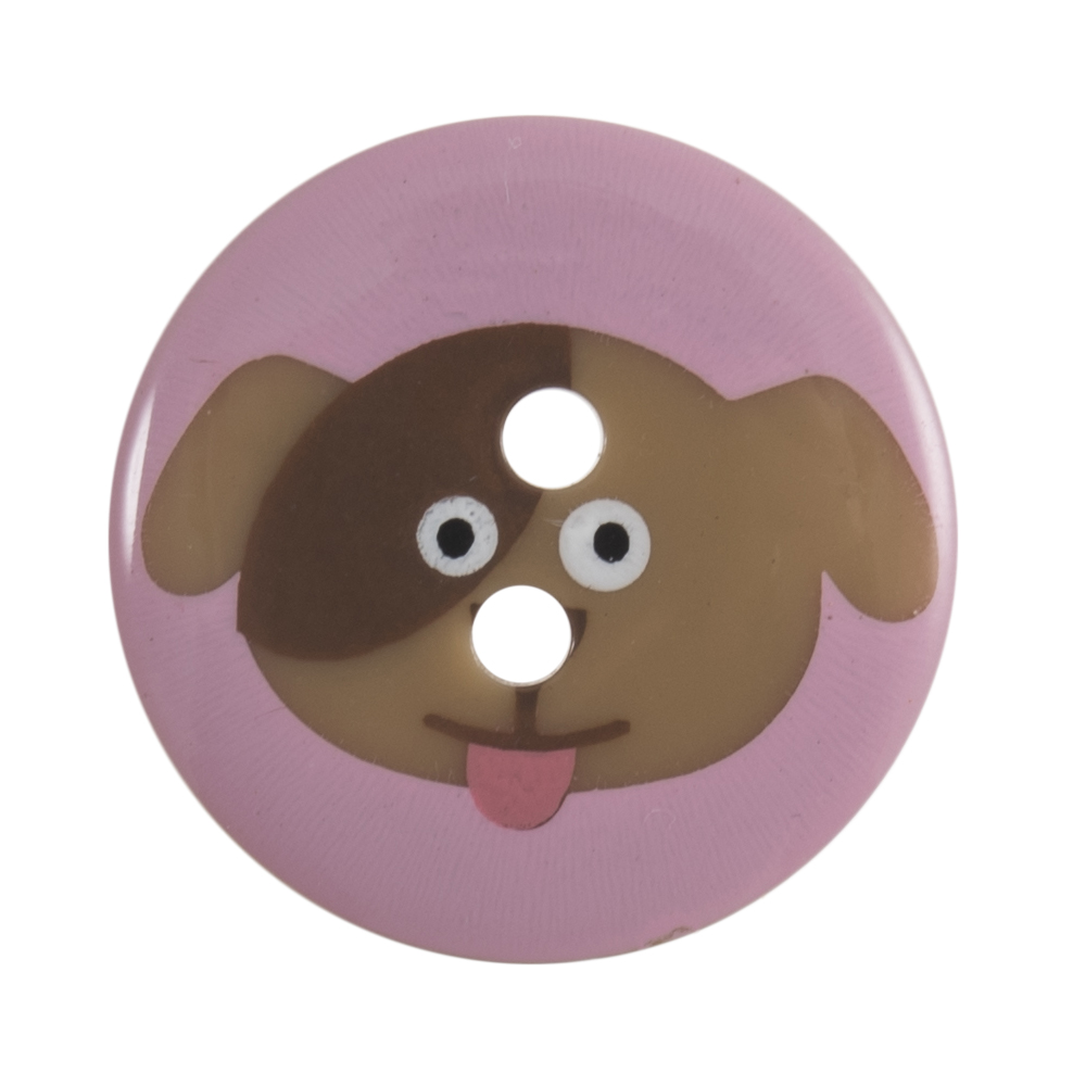 Buttons: Dog: 2 Hole: 19mm: Pink - Trimits Loose Buttons - Groves and Banks