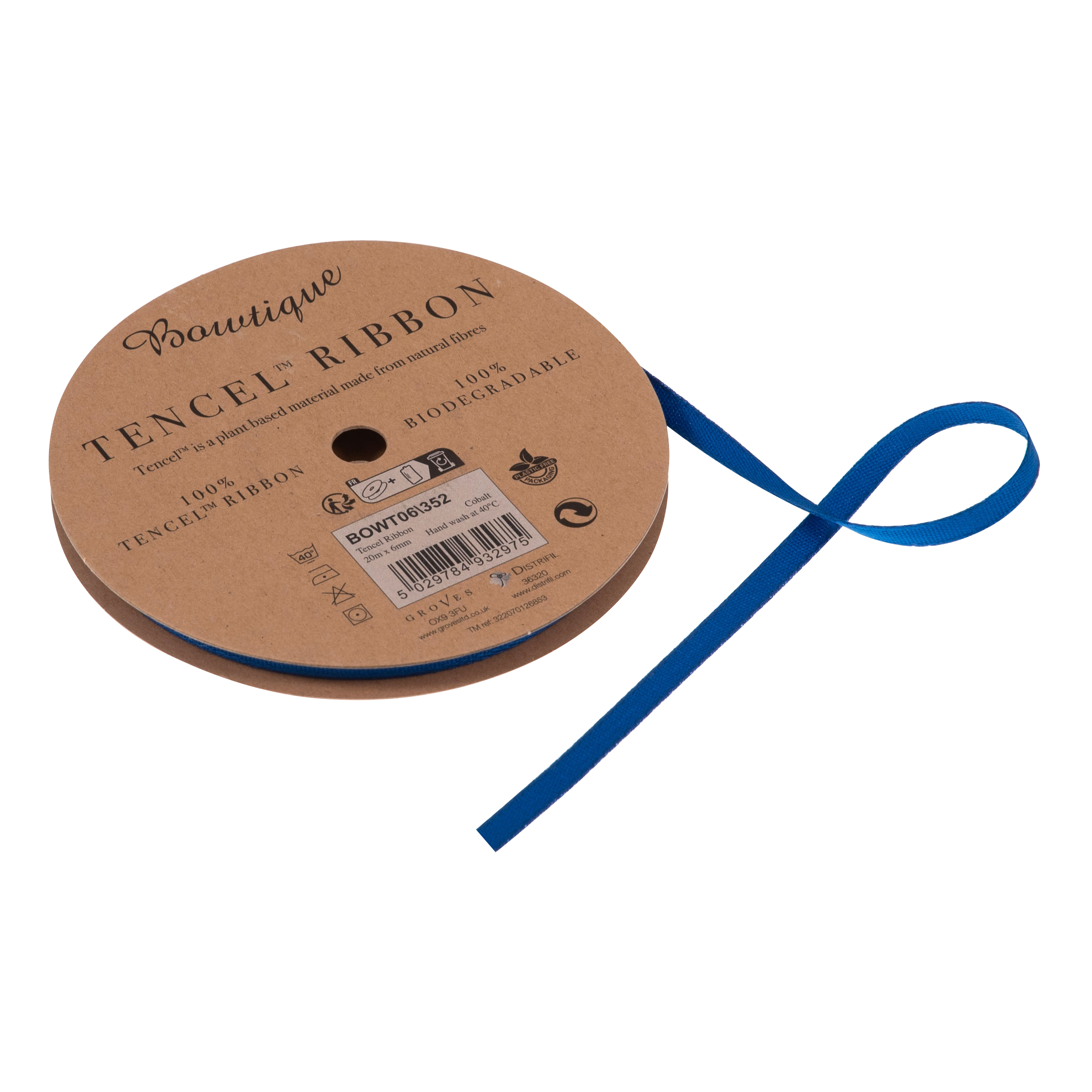 Ribbon: TENCEL™ Biodegradable: 20m x 6mm: Cobalt - Bowtique - Groves ...