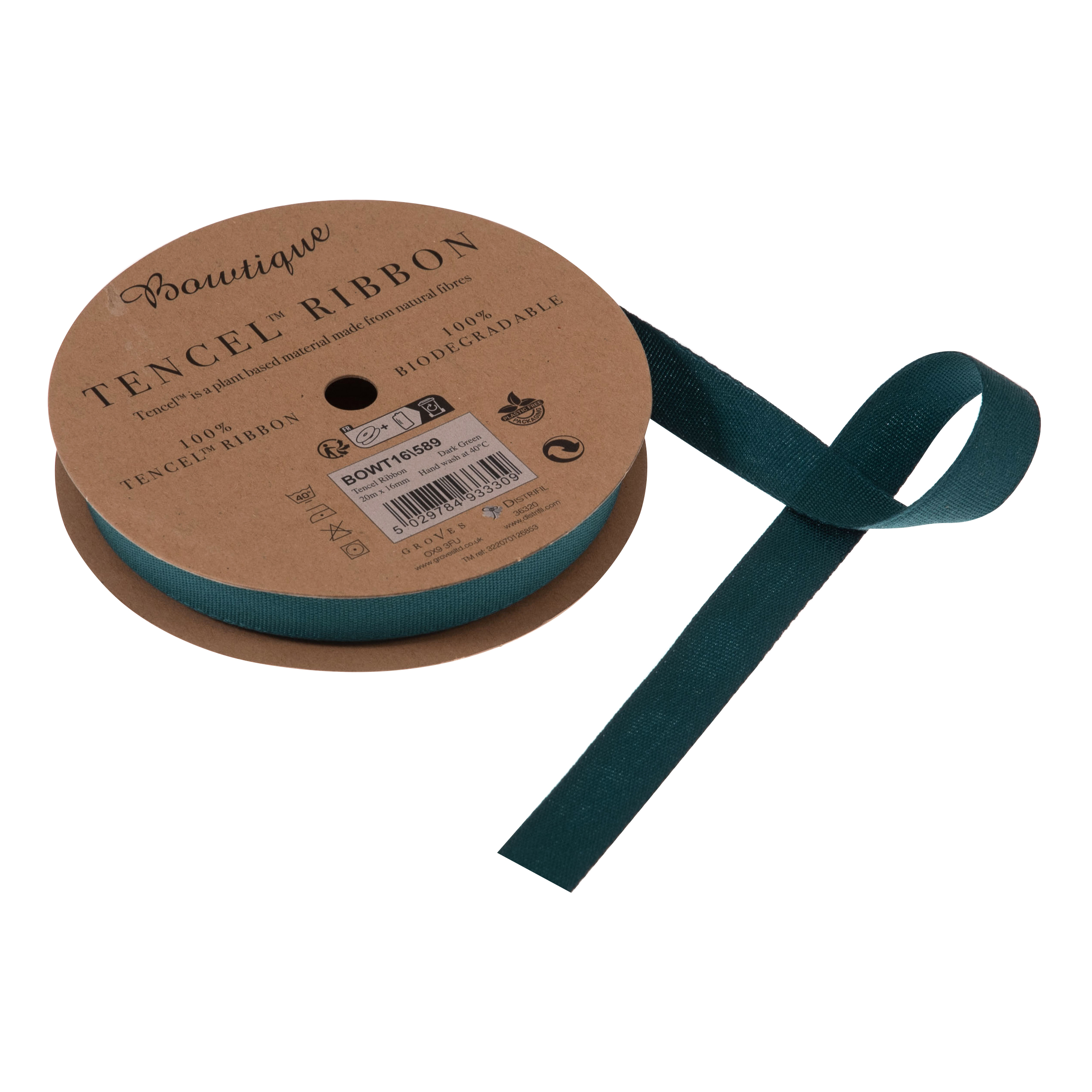 Ribbon: TENCEL™ Biodegradable: 20m x 16mm: Dark Green - Bowtique ...