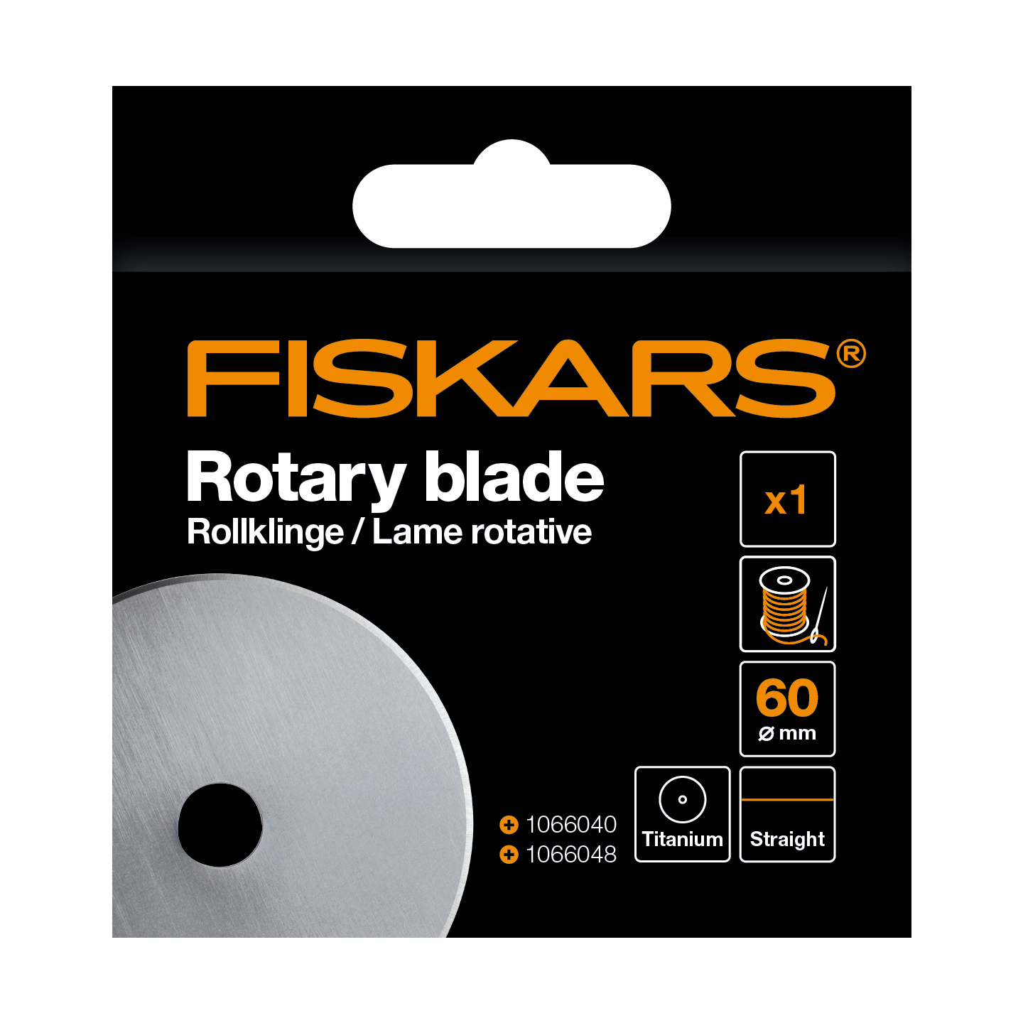 Rotary Blade: Straight Cut: Titanium: 60mm - Fiskars - Groves and Banks