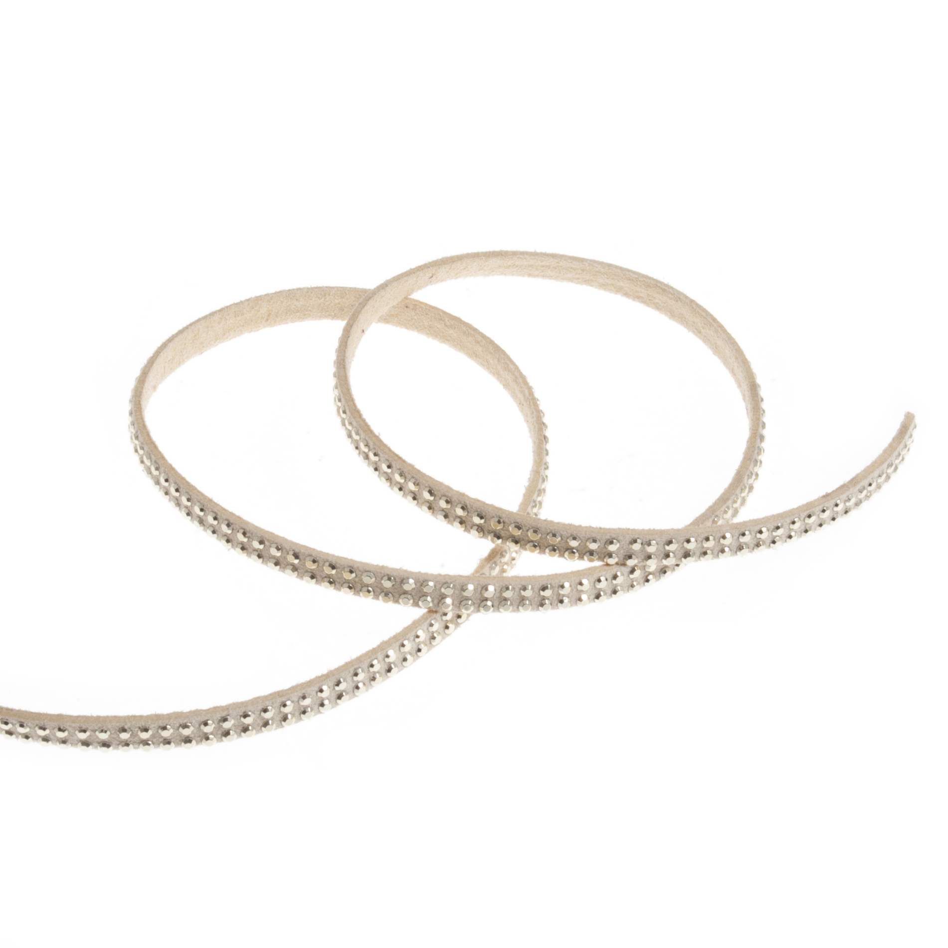 Trim: Faux Suede: Diamanté: 25m x 5mm: Cream - Groves - Groves and Banks