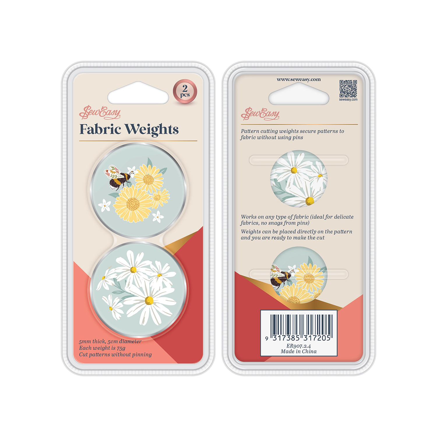 Fabric Weights: Daisy: Pack of 2 - Sew Easy - Groves and Banks