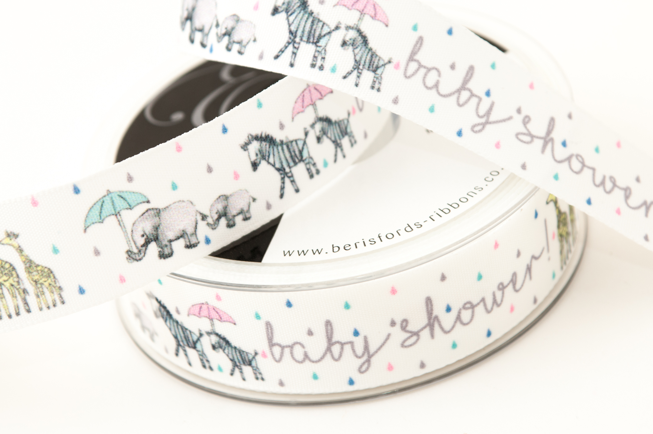 Ribbon: Baby Shower Parade: 25m x 25mm: White - Berisfords - Groves and ...