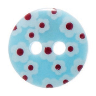 Buttons: Flower: Printed: 12mm: Light Blue - Trimits Loose Buttons ...
