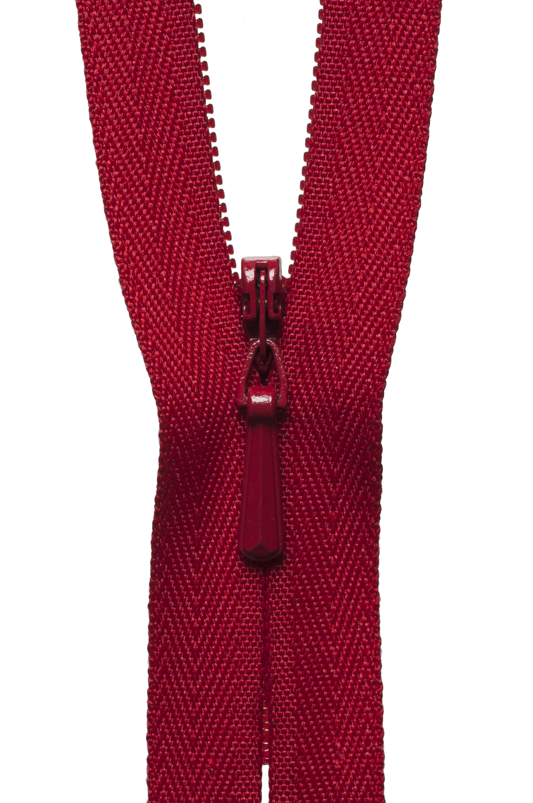 Concealed Zip: 20cm: Red - YKK - Groves and Banks