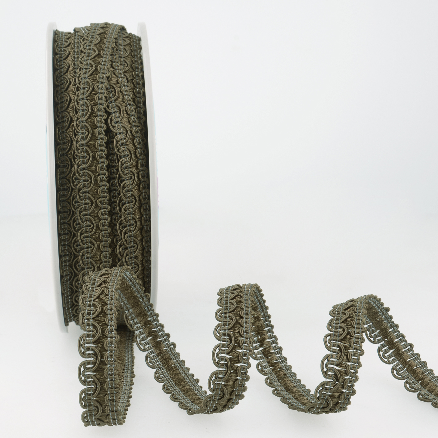 Trim: Braid: Rayon: 25m x 11mm: Khaki - Stephanoise - Groves and Banks