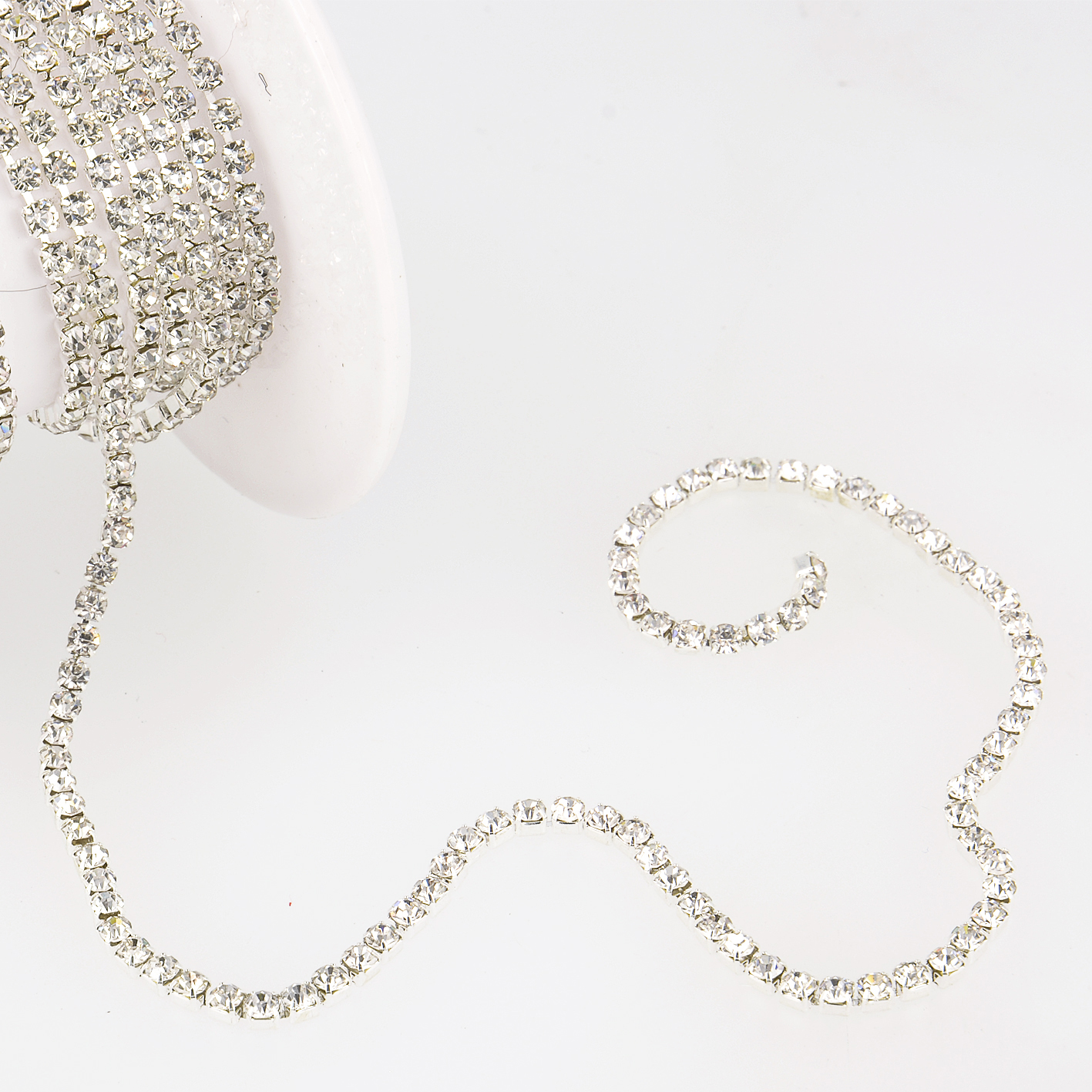 Trim: Rhinestones: 9m x 2mm: Silver - Stephanoise - Groves and Banks