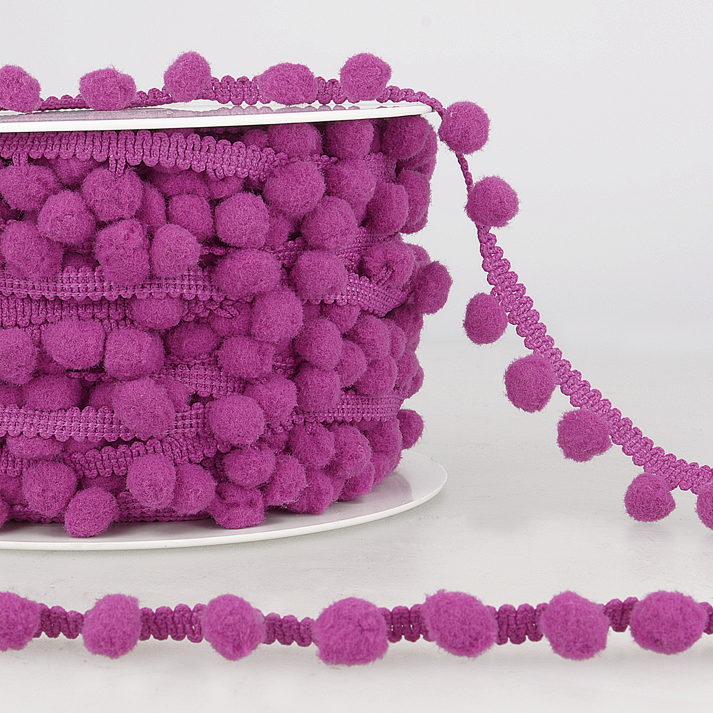 Trim: Pom Pom: Small: 20m x 10mm: Purple - Stephanoise - Groves and Banks