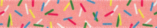 Ribbon: Sprinkles: 20m x 15mm: White/Pink - Berisfords - Groves and Banks