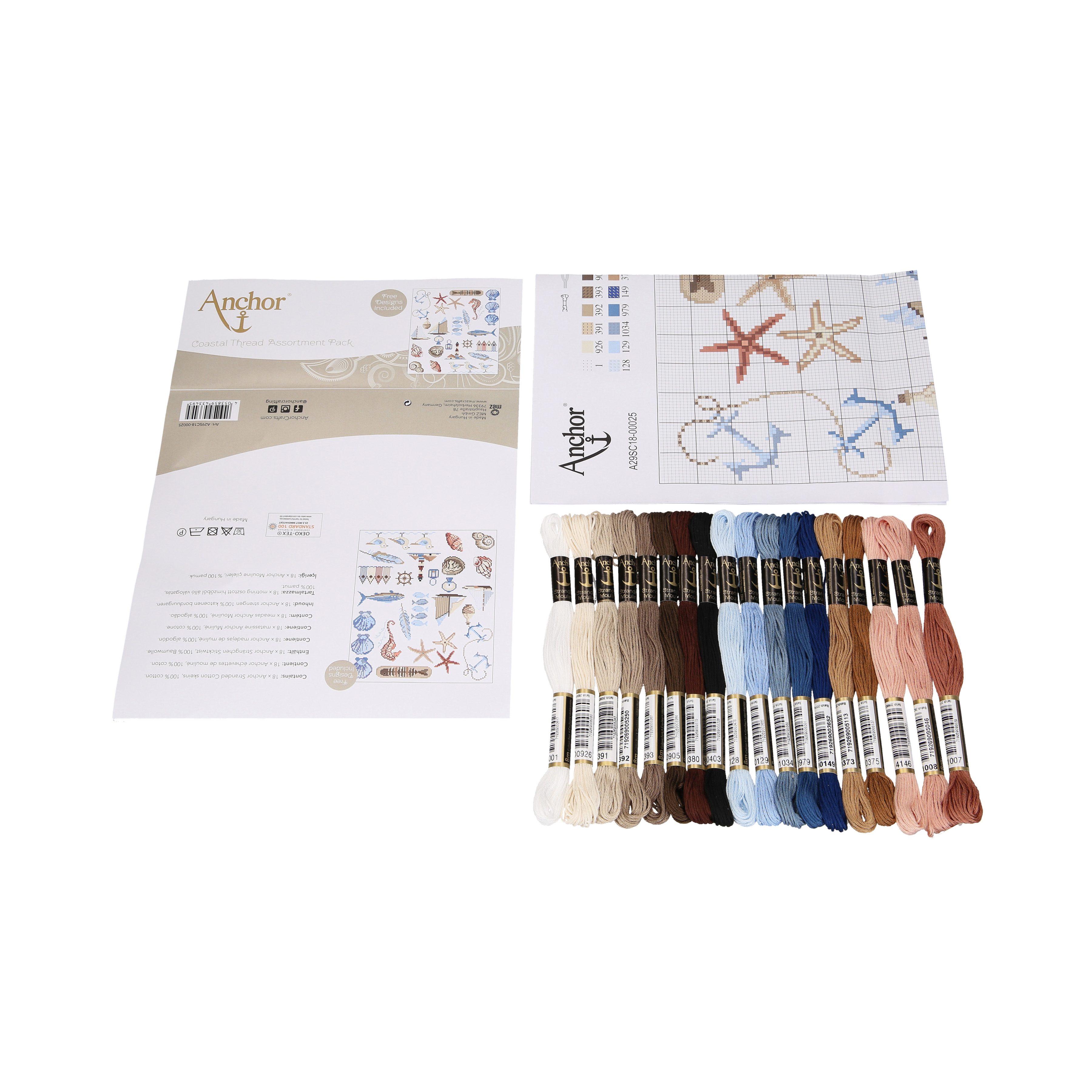 Stranded Cotton: Assortment Pack: Coastal: 18 Skeins - Anchor - Groves ...