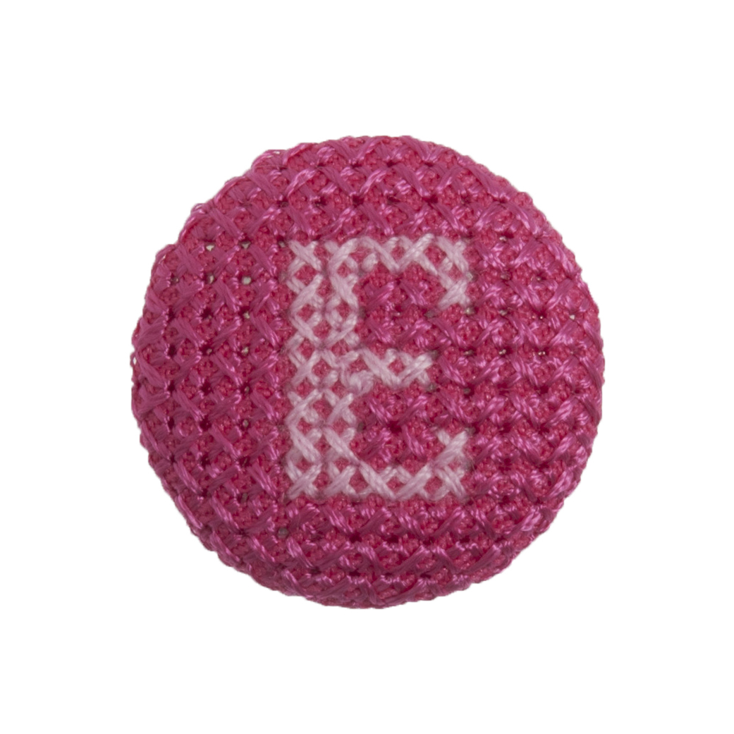 Buttons: Alphabet: Cross Stitch: 25mm: Pink on Fuchsia: Letter E ...