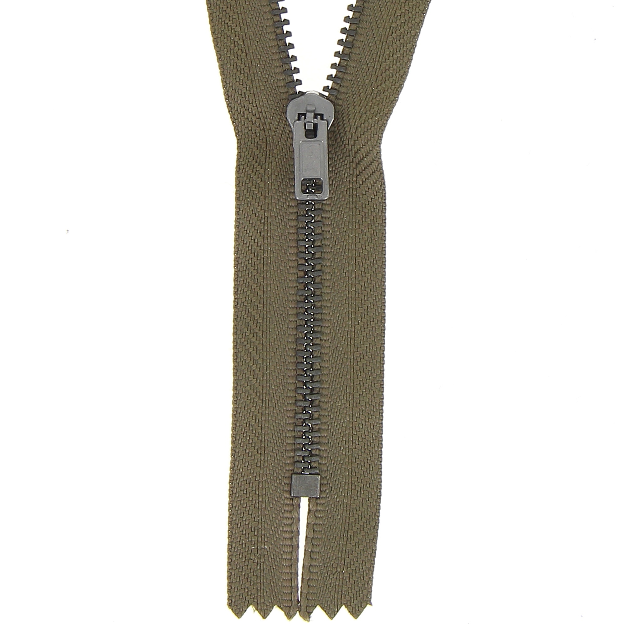Metal Trouser Zip Closed End: 10cm: Khaki - Milward Zips - Groves and Banks