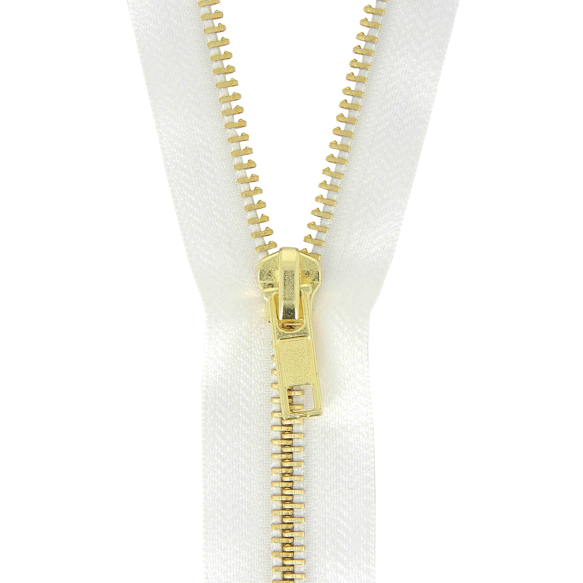 Brass Jacket Zip Open End: 65cm: White - Milward - Groves and Banks