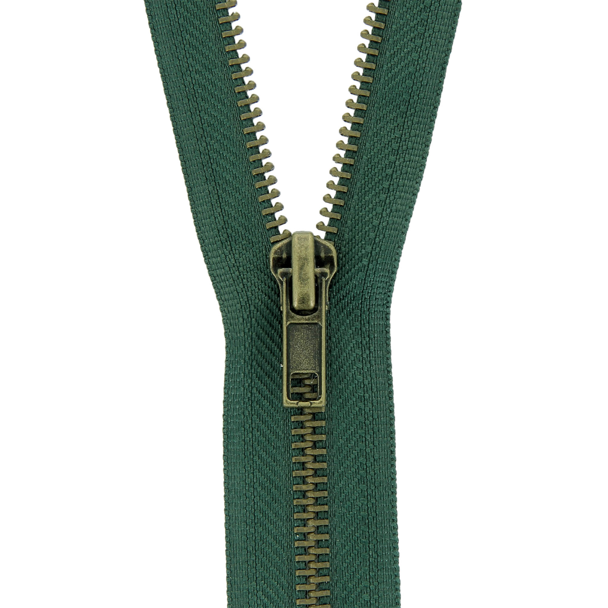 Brass Jacket Zip Open End: 70cm: Bottle Green - Milward - Groves and Banks